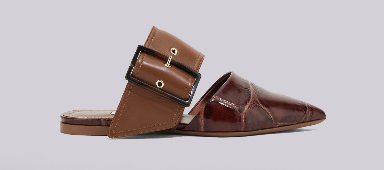 Φλατ mules σε καφέ χρώμα από Max Mara, must
